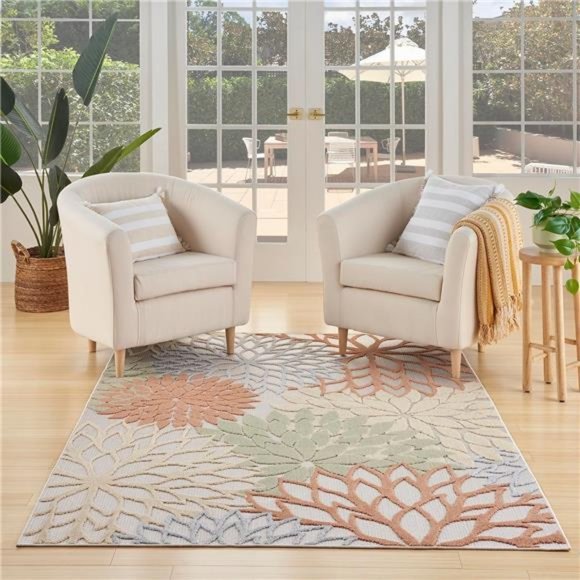 Design | Indooroutdoor Ivory Multicolor 53 X 75 Area Rug | Poshmark